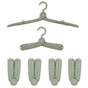 Ainior Portable Folding Travel Hangers, Multifunctional Hangers, Collapsible Clothes Drying Rack Hangers for Holiday,Camping,Travel,Home (6 Pcs (Green)