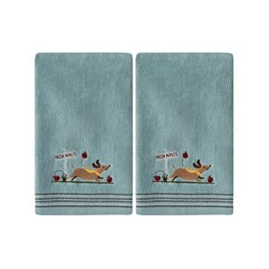 skl home by saturday knight ltd. dog with apples 2 pc hand towel set, aqua