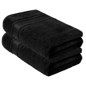 melissa linen, 2 piece hand towel set, 100% turkish cotton face hand towels for bathroom, 20 in x 35 in, absorbent, quick dry, durable and soft, spa and hotel quality, jet black