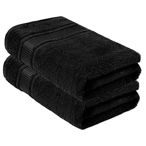 Melissa Linen, 2 Piece Hand Towel Set, 100% Turkish Cotton Face Hand Towels for Bathroom, 20 in x 35 in, Absorbent, Quick Dry, Durable and Soft, Spa and Hotel Quality, Jet Black