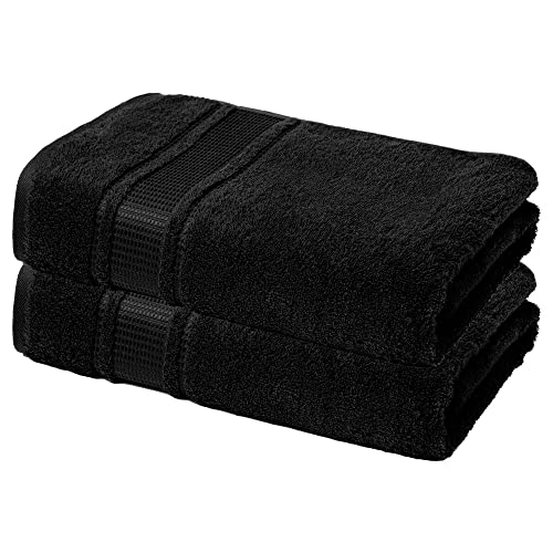 Melissa Linen, 2 Piece Hand Towel Set, 100% Turkish Cotton Face Hand Towels for Bathroom, 20 in x 35 in, Absorbent, Quick Dry, Durable and Soft, Spa and Hotel Quality, Jet Black