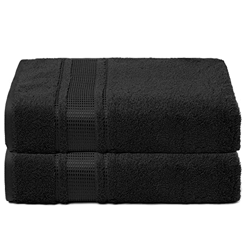 Melissa Linen, 2 Piece Hand Towel Set, 100% Turkish Cotton Face Hand Towels for Bathroom, 20 in x 35 in, Absorbent, Quick Dry, Durable and Soft, Spa and Hotel Quality, Jet Black