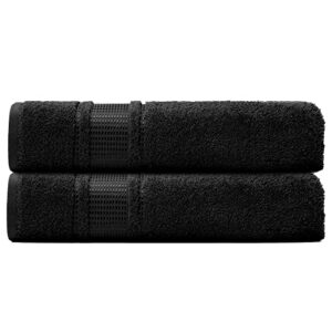 Melissa Linen, 2 Piece Hand Towel Set, 100% Turkish Cotton Face Hand Towels for Bathroom, 20 in x 35 in, Absorbent, Quick Dry, Durable and Soft, Spa and Hotel Quality, Jet Black