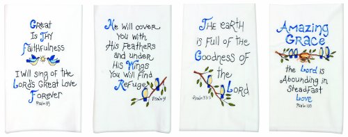 Manual Decorative Guest Towels, Cotton, Psalms, Set of 4