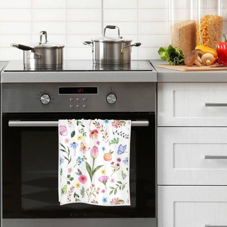 ALAZA Floral Hand Towel Spring Summer Botanical Flower Blooming Dish Towels Cotton Face Towel Bath Decor 30x15 inch for Mothers Day