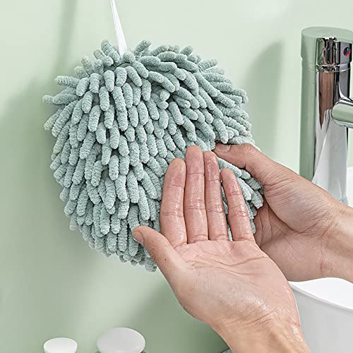 4 Pack Chenille Hand Towels Bathroom Quick Dry Hand Bath Towel with Hanging Loops Microfiber Absorbent Hand Drying Puff for Kitchen Bathroom