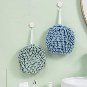 4 Pack Chenille Hand Towels Bathroom Quick Dry Hand Bath Towel with Hanging Loops Microfiber Absorbent Hand Drying Puff for Kitchen Bathroom