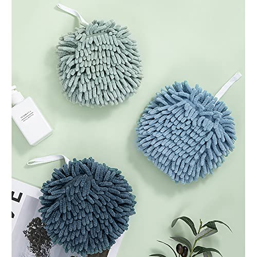 4 Pack Chenille Hand Towels Bathroom Quick Dry Hand Bath Towel with Hanging Loops Microfiber Absorbent Hand Drying Puff for Kitchen Bathroom