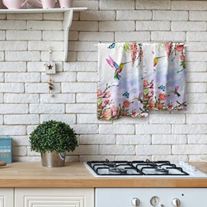 Pink Floral Hand Towels Set of 2 Hummingbird Butterfly Soft Absorbent Guest Bath Towel Kitchen Dish Towel Spa Home Bathroom Decorations