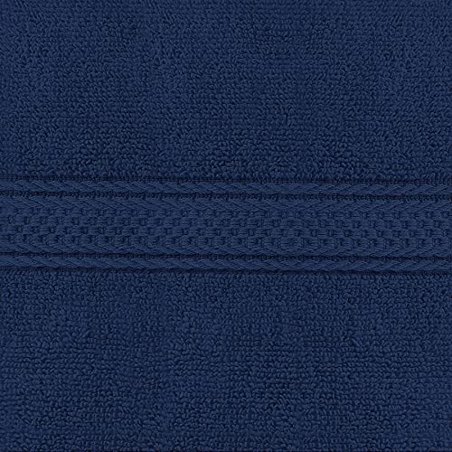 Utopia Towels Premium Bundle - Cotton Washcloths Navy (12x12 inches),Pack of 12 with Navy Hand Towels (16 x 28 inches), Pack of 6