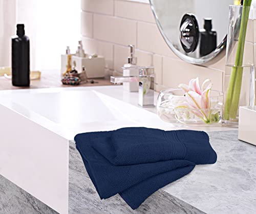 Utopia Towels Premium Bundle - Cotton Washcloths Navy (12x12 inches),Pack of 12 with Navy Hand Towels (16 x 28 inches), Pack of 6