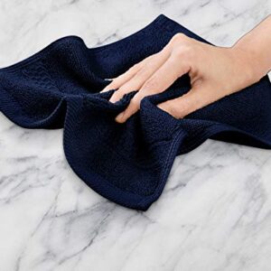 Utopia Towels Premium Bundle - Cotton Washcloths Navy (12x12 inches),Pack of 12 with Navy Hand Towels (16 x 28 inches), Pack of 6