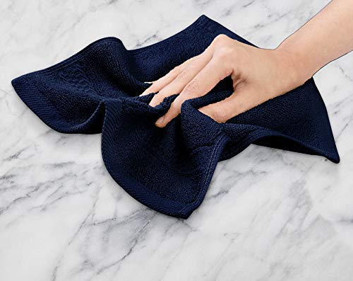 Utopia Towels Premium Bundle - Cotton Washcloths Navy (12x12 inches),Pack of 12 with Navy Hand Towels (16 x 28 inches), Pack of 6