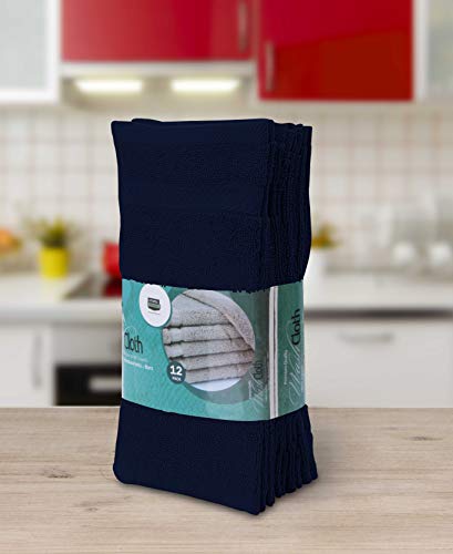 Utopia Towels Premium Bundle - Cotton Washcloths Navy (12x12 inches),Pack of 12 with Navy Hand Towels (16 x 28 inches), Pack of 6