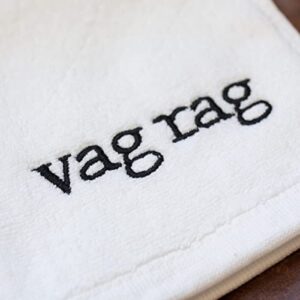 Vag Rag Embroidered Towel Adult Humor Gag Gift Funny Bachelorette Party Gift and Bachelor Party Gag Gift Naughty Gift for Adults (Black)