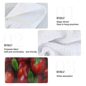 Red Apples Kitchen Hanging Towel 12 x 17 Inch Natural Tropical Fruits Leaves Hand Tie Towels Set 2 Pcs Tea Bar Dish Cloths Dry Towel Soft Absorbent Durable for Bathroom Laundry Room Decor