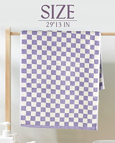 Checkered Hand Towel Set, Soft Quick Dry Bathroom Hand Towels 2 Colors 4 Pack, Retro and Cute Towels for The Whole Family