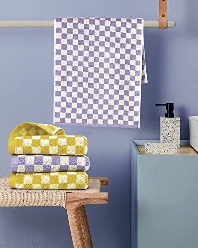 Checkered Hand Towel Set, Soft Quick Dry Bathroom Hand Towels 2 Colors 4 Pack, Retro and Cute Towels for The Whole Family