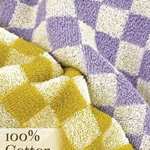 Checkered Hand Towel Set, Soft Quick Dry Bathroom Hand Towels 2 Colors 4 Pack, Retro and Cute Towels for The Whole Family