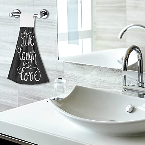 Oarencol Live Laugh Love Heart Black Kitchen Hand Towel Absorbent Hanging Tie Towels with Loop for Bathroom 2 Pcs