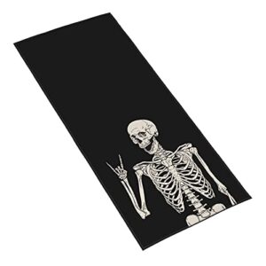 Rock and Roll Skeleton Hippie Skull Soft Fingertip Towels, Hand Towel, Dish Towel for Kitchen All Season 12 x 27.5 inches