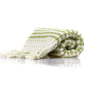 organic turkish cotton hand towels for bathroom | 17 x 35 inches | large soft plush fluffy highly absorbent towels for kitchen, hand and face | decorative boho hand towel (green, hand towel)