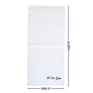 'Be Our Guest' Embroidered White Hand Towels for Bathroom with Gift Box - Set of 2 - Extra Absorbent 100% Cotton Hand Towel Set - 571GSM - 14 x 30 inches - Gifts for Bathroom - Be Our Guest Decor