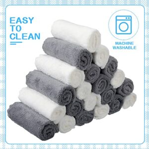 50 Pcs 12 x 12 Inches Hand Towels Quick Drying Microfiber Coral Velvet Highly Absorbent Towels Washcloths Soft Absorbent Face Towel Coral Fleece Wash Cloths for Hotel Bath Bathroom Baby Spa Gray White