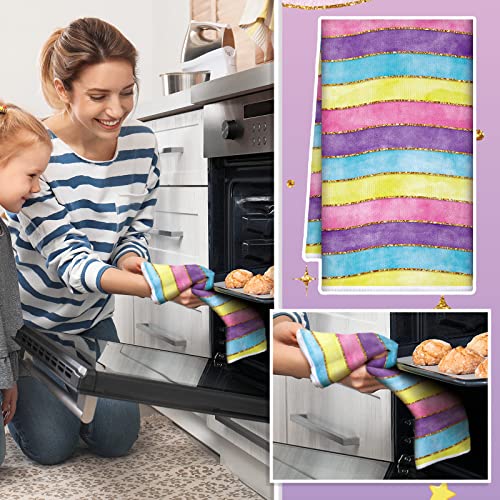 Bencailor 4 Pcs Unicorn Hand Towels Kitchen Towels Tea Towels Set 16 x 24 Inch Absorbent Drying Dish Cloths Hand Towel Housewarming Gifts Decorations for Home Bathroom Drying Dishes