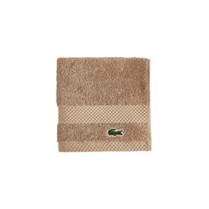 lacoste heritage supima cotton wash cloth, sand, 13" x 13"