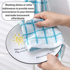 Gemto 2 Pack Hanging Hand Towels 100% Cotton Kitchen Towels, Quick Dry Hanging Tie Towels Soft Breathable Water Absorbent Dish Wipe Cloth for Kitchen, Bathroom, Blue