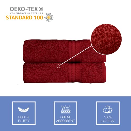 BHT Towels - 100% Cotton Thick & Large 600 GSM Hand Towel - Genuine Ringspun, Luxury Hotel & Spa Quality (Set of 4 Hand Towels, Burgundy)