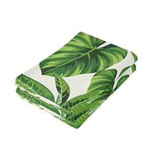 VKPSCHJ Palm Leaf Tropical Bath Hand Towels Summer Theme Green Fingertip Towels Set of 2 Bathroom Kitchen Decor Towel