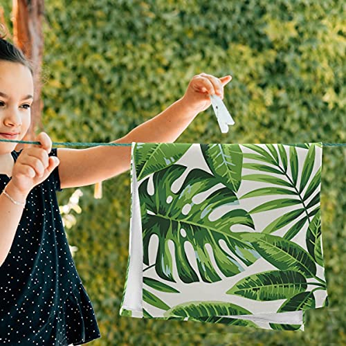 VKPSCHJ Palm Leaf Tropical Bath Hand Towels Summer Theme Green Fingertip Towels Set of 2 Bathroom Kitchen Decor Towel