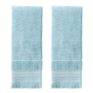 skl home by saturday knight ltd. jude fringe hand towel,aqua (2-pack)