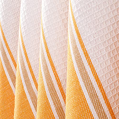 Light & Pro Waffle Stripe Kitchen Towel, 100% Cotton Quick Dry Tea Towels, Bar Towels, Highly Absorbent, Cleaning Towels, Kitchen Tea Towels, Pure Cotton, Absorbent Dish Cloth - 18x28 Inch - Mustard