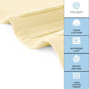 White Classic Luxury Hand Towels | 6 Pack Luxury Bath Mat | 2 Pack Bundle (Beige)