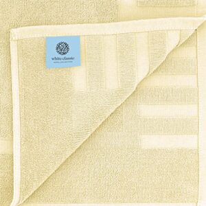 White Classic Luxury Hand Towels | 6 Pack Luxury Bath Mat | 2 Pack Bundle (Beige)