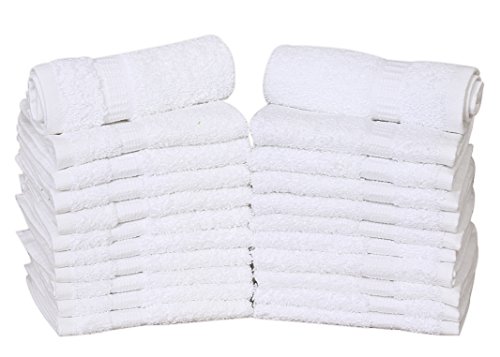 GOLD TEXTILES 48 Pcs 5 Star Hotel Quality Hand Towels (16"X30", 4.5 lb/dz) Premium Dobby Border Luxury Hand Towel Bright White (4 Dozen)