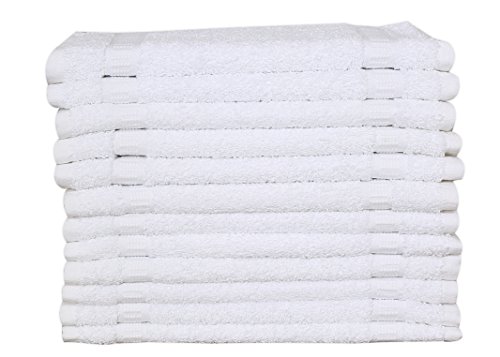 GOLD TEXTILES 48 Pcs 5 Star Hotel Quality Hand Towels (16"X30", 4.5 lb/dz) Premium Dobby Border Luxury Hand Towel Bright White (4 Dozen)