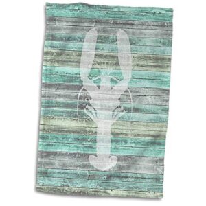 3drose a rustic weathered coastal and nautical lobster design for beach... - towels (twl-333393-1)