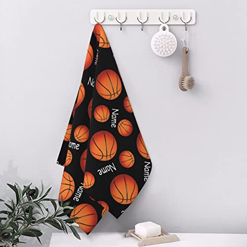 PAMIBERBI Custom Hand Towel with Name Personalized Basketball Towels Microfiber Soft Face Towels Highly Absorbent Washcloths Hotel Bathroom Shower Spa Swim Fingertip Towels 27.5 x 16 in