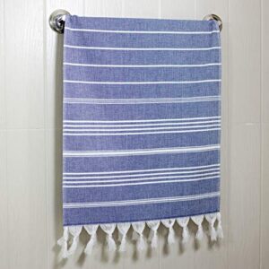 4 Pack Turkish Hand Towels for Bathroom - 100% Cotton Decorative Towels for Bathroom and Kitchen - Hand Towel Set of 4-18 x 40 inch (Navy Blue)