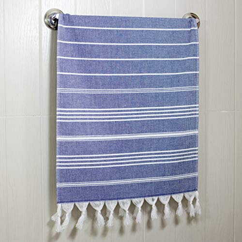 4 Pack Turkish Hand Towels for Bathroom - 100% Cotton Decorative Towels for Bathroom and Kitchen - Hand Towel Set of 4-18 x 40 inch (Navy Blue)