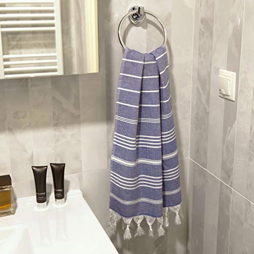 4 Pack Turkish Hand Towels for Bathroom - 100% Cotton Decorative Towels for Bathroom and Kitchen - Hand Towel Set of 4-18 x 40 inch (Navy Blue)