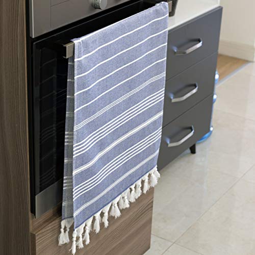 4 Pack Turkish Hand Towels for Bathroom - 100% Cotton Decorative Towels for Bathroom and Kitchen - Hand Towel Set of 4-18 x 40 inch (Navy Blue)