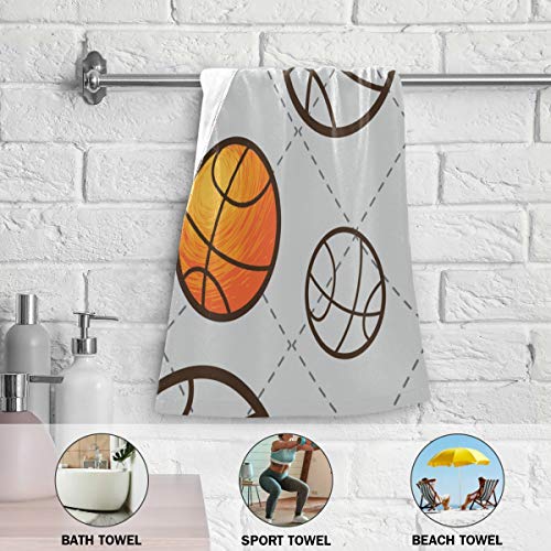 DOMIKING Decorative Hand Towels for Bathroom - Basketball Sport Cotton Guest Towel Set of 2 Absorbent Face Cloth for Gym Sports Bathroom Home