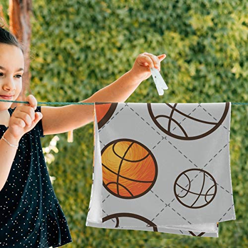 DOMIKING Decorative Hand Towels for Bathroom - Basketball Sport Cotton Guest Towel Set of 2 Absorbent Face Cloth for Gym Sports Bathroom Home