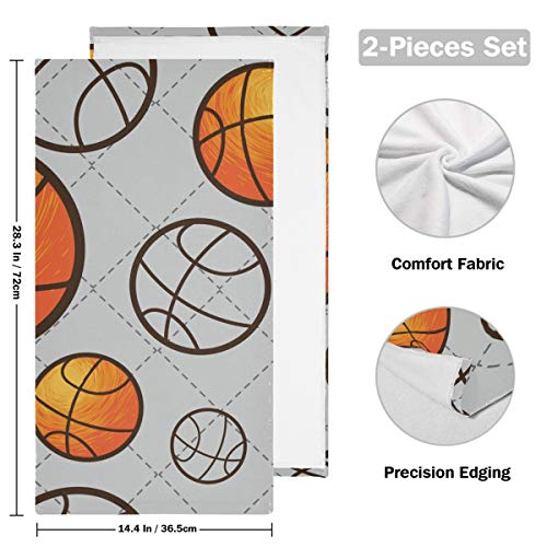 DOMIKING Decorative Hand Towels for Bathroom - Basketball Sport Cotton Guest Towel Set of 2 Absorbent Face Cloth for Gym Sports Bathroom Home