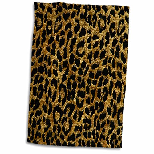 3dRose RAB Rockabilly Metallic Gold and Black Leopard Print - Towels (twl-25494-1)